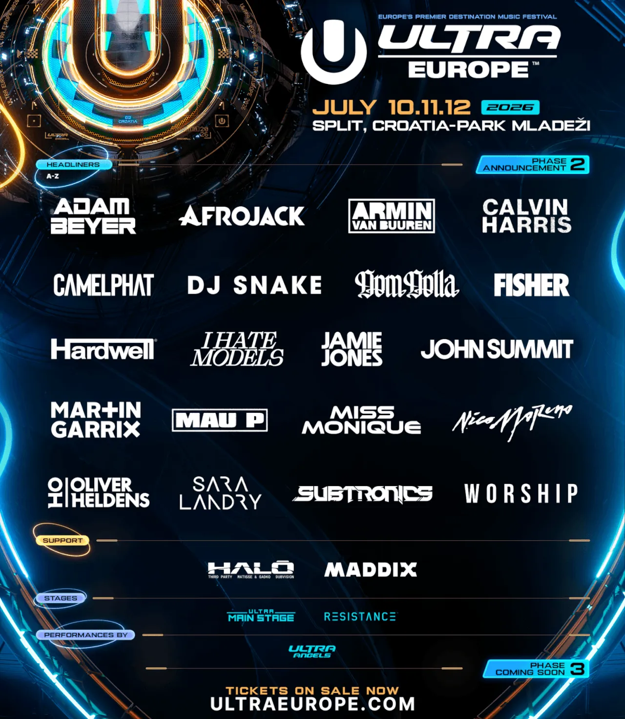 Ultra Europe 2026: Lineup, Tickets and Locations